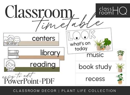 Modern Botanical Plant Theme Class Schedule Timetable PLANT LIFE ...