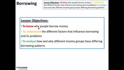 Budgets, Borrowing and Personal Debt (Financial Activity and Lesson)