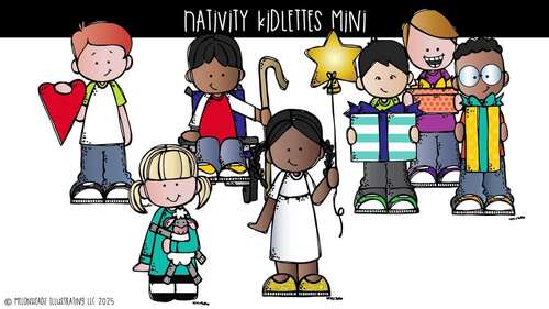 Nativity Kidlettes clip art, Christmas clip art Mini by Melonheadz Clipart