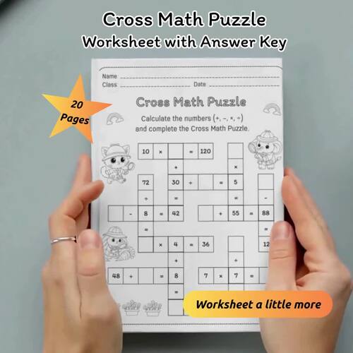 Cross Math Puzzle Addition, Subtraction, Multiplication, Division 2nd ...