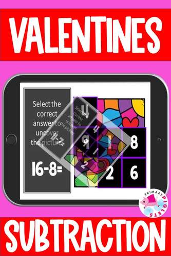 VALENTINE'S DAY MATH BOOM CARDS - SUBTRACTION FACTS by Primary Piglets