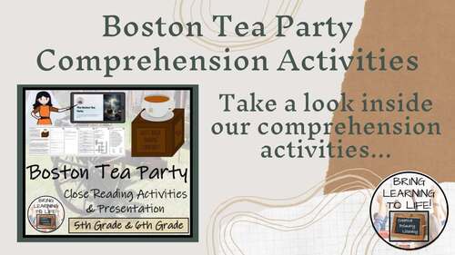Boston Tea Party Close Reading Passage & Comprehension Activities 5th ...