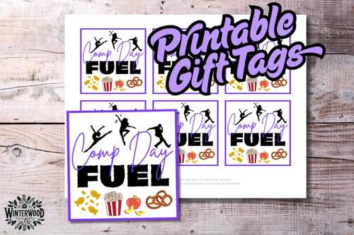 Printable Comp Day Fuel Gift Tags | Dance Competition Snack Tags