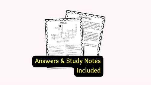 DNA Crossword Puzzle, Biology Science Classroom Activities With Study Notes
