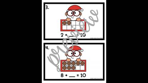 Christmas Math Task Cards Adding with Ten Frames Kindergarten 1st Grade
