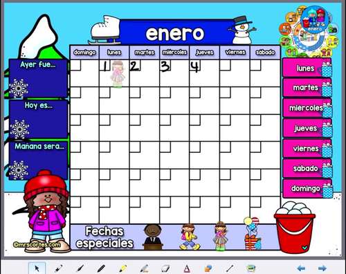 Morning Calendar For PROMETHEAN Board - Enero- Invierno by mrscortes