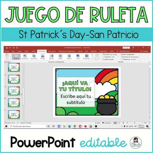 RULETA INTERACTIVA ST PATRICK´S DAY. JUEGO EDITABLE EN POWERPOINT.