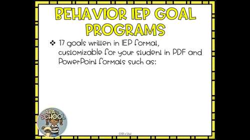 IEP Goals and Objectives Tracking BEHAVIOR GOALS IEP Data Collection Sheets