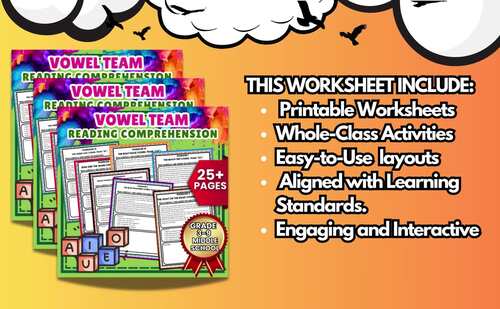 Vowel Team Reading Comprehension Passage Activities 2nd,3rd,4th,5th,6th ...