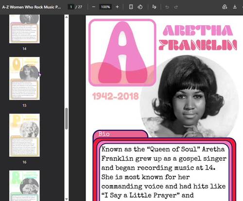 A-Z WOMEN WHO ROCK: Famous Female Musician Posters w Playlist Link