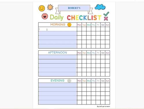 Daily Checklist, Routine Chart, Daily Routine Schedule, To Do List ...