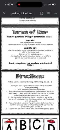 Parking Lot Letter Game by Brianna's Little Learners | TPT