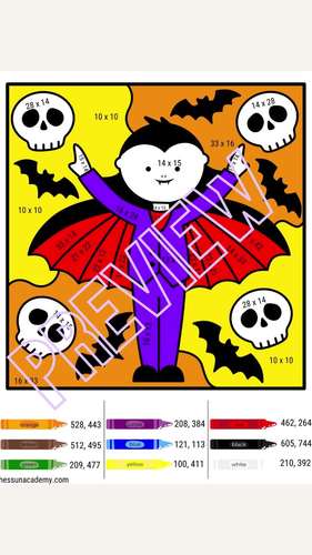 Halloween 2 Digit by 2 Digit Multiplication Color by Number Coloring ...