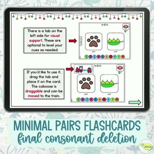 Final Consonant Deletion Minimal Pairs Flash Cards | Print and Digital