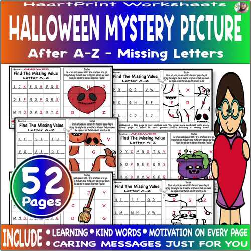 Halloween Mystery Picture : Missing Letter After A-Z | Kindergarten fun ...