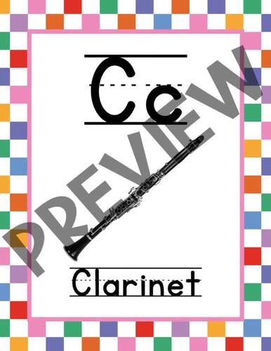 Colorful Checkered Music Alphabet by Lauren Hennes | TPT