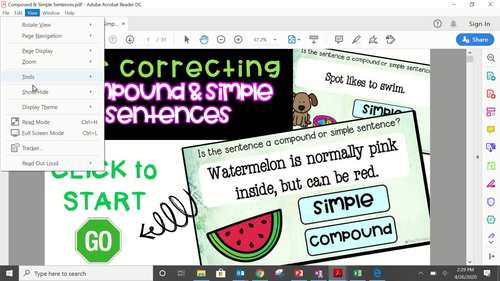 Compound or Simple Sentence SELF CORRECTING Pdf - Digital Distance Learning