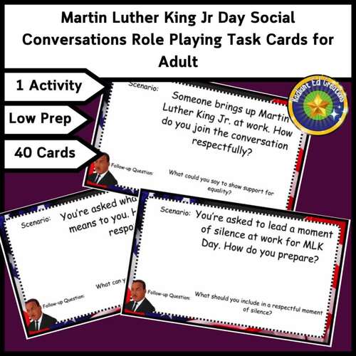 Martin Luther King Jr Day Social Conversations Role Playing Task Cards ...