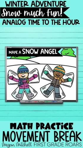 Time to the Hour Analog Clock Math Snow Activity Winter Adventure ...