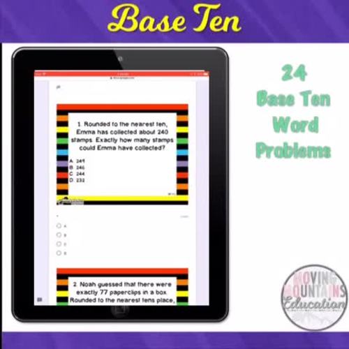 Test Prep Task CardsGoogle Classroom™ Base Ten 3rd Grade Math Review