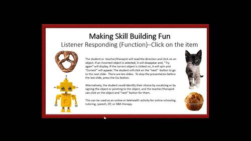 Listener Responding by Function Interactive PowerPoint ABA Telehealth ...