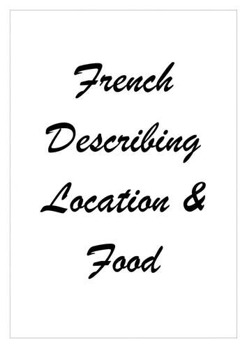 French Describing Location and Food Worksheets by Worksheet Whisperer