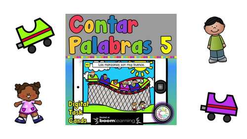 Contar palabras 5 Digital Task Cards | Boom Cards™- Conciencia fonologica