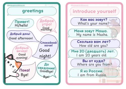 RUSSIAN Language Bilingual BASICS BUNDLE flashcards Russian Back to School