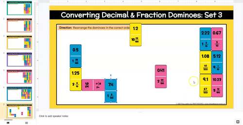 Math Games: Math Dominoes: Converting Decimals to Fractions |Digital ...