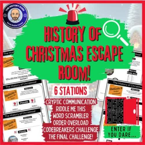 History of Christmas Escape Room Lesson Plan Activity Printable!