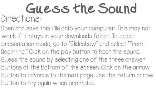 Guess the Sound Listening Game Activity Summer Sounds ESY Special Education
