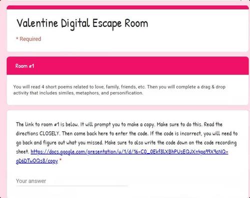 Valentine's Day ELA Digital Escape Reading Comprehension, Context Clues ...