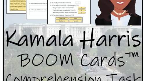 Kamala Harris BOOM Cards™ Comprehension Activity 5th Grade & 6th Grade