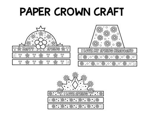 Spring Paper Crown, Elementary Craft Activity, Paper Crown Craft for Kids