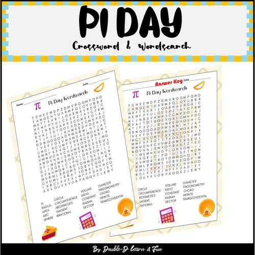 Pi Day Word Search Pi Day Activities Vocabulary 1-5 grade Math | TPT