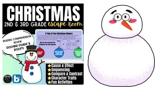 Digital Snowman (Christmas) Escape Room, 2nd/3rd Grade Reading ...