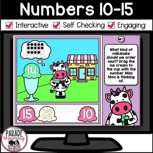 DIGITAL Numbers 10-15 Math Activity - Boom Cards - Preschool - Kindergarten