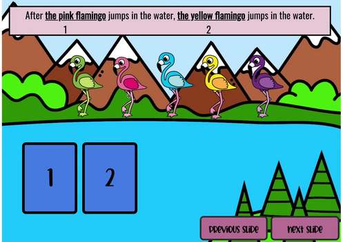 Flamingo Following Directions with Before and After by Jennie's Speech Room