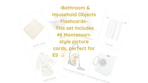 Bathroom & Household Flashcards – 48 Picture Cards Educational Learning