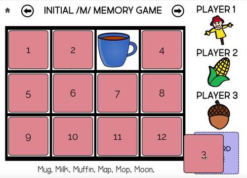 Fall Articulation Boom™ Cards for Early Sounds M B P T D N Matching Game