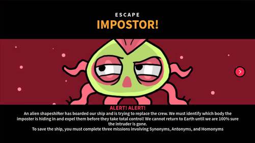 Alien Imposter Escape Room: Synonyms/Antonyms/Homonyms by HelloHannahSLP