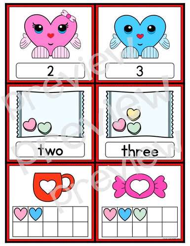 Valentine Hearts Number Sense - Numbers 0 to 10 Matching Activity ...