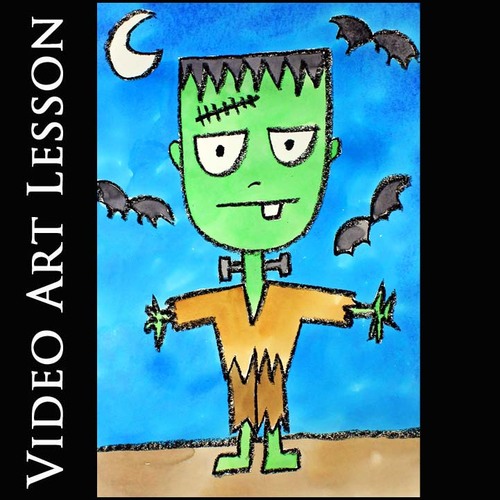 FRANKENSTEIN and BATS Art Project | EASY HALLOWEEN Drawing & Painting ...