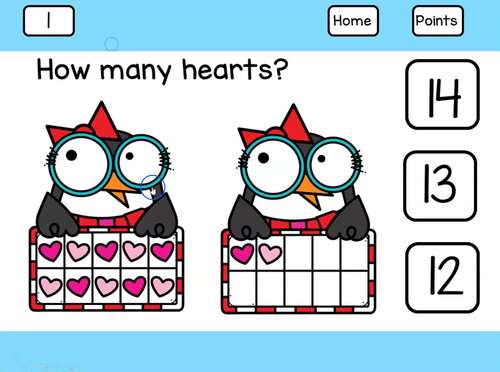 Valentine Penguins Teen Numbers with Ten Frames and Dice for Google ...
