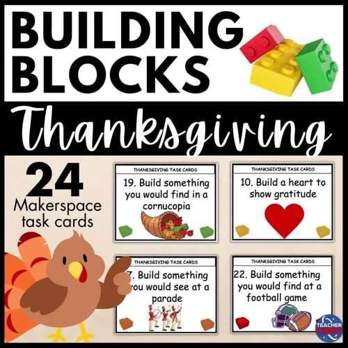 Makerspace Blocks Fall Thanksgiving Engineering Design Task Cards STEM ...