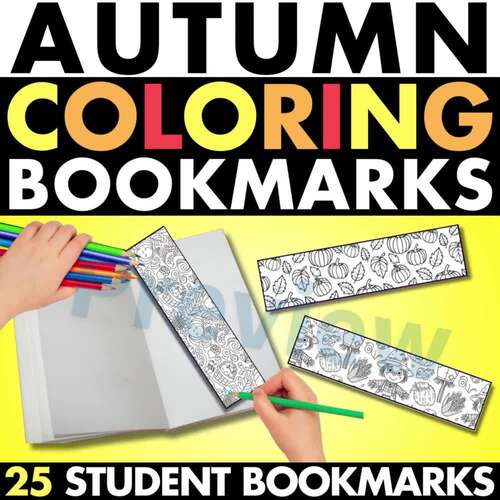 Fall Bookmarks Autumn Halloween Doodle Coloring Reading Bookmarks Early ...