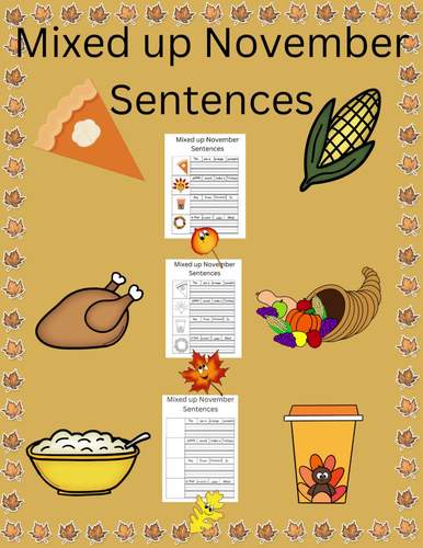 Mixed Up November Sentences: Reading, Writing, and Phonics | TPT