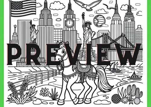 Discover America: A Journey in Color - Educational Coloring Pages”