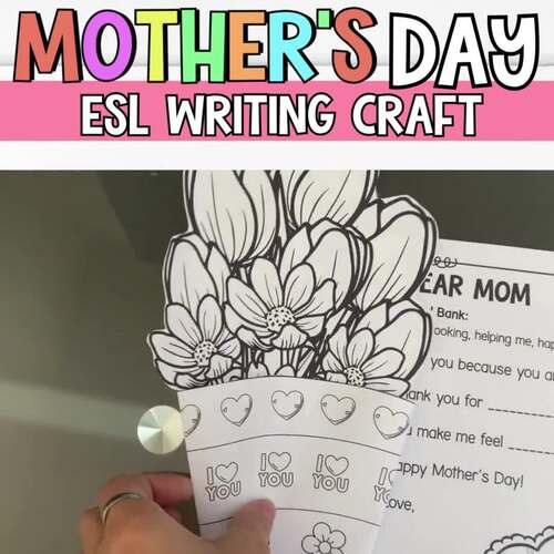 ESL Mothers Day Letter Writing - Build a Flower Bouquet Craft for 2nd grade