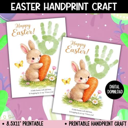 Easter Bunny Carrot Handprint Poem Craft, Spring Preschool Keepsake Art ...